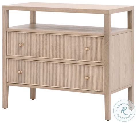 Highland Natural Oak Open Shelf 2 Drawer Nightstand From Essentials For