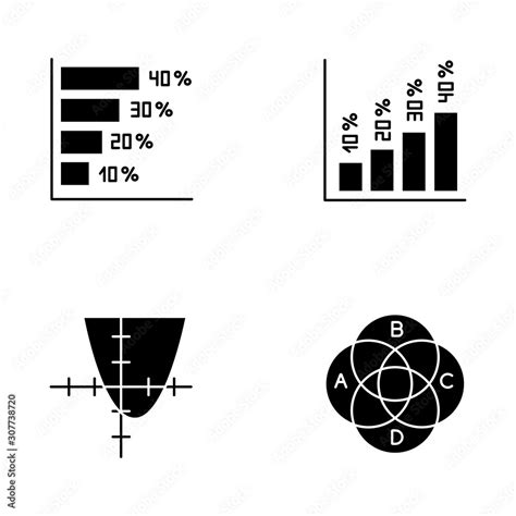 chart and graph glyph icons set horizontal and vertical histogram with