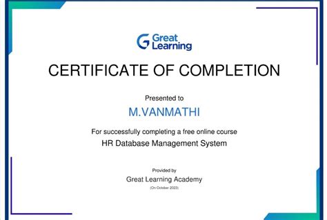 Vanmathi M On Linkedin Greatlearningacademy Hrdatabasemanagementsystem