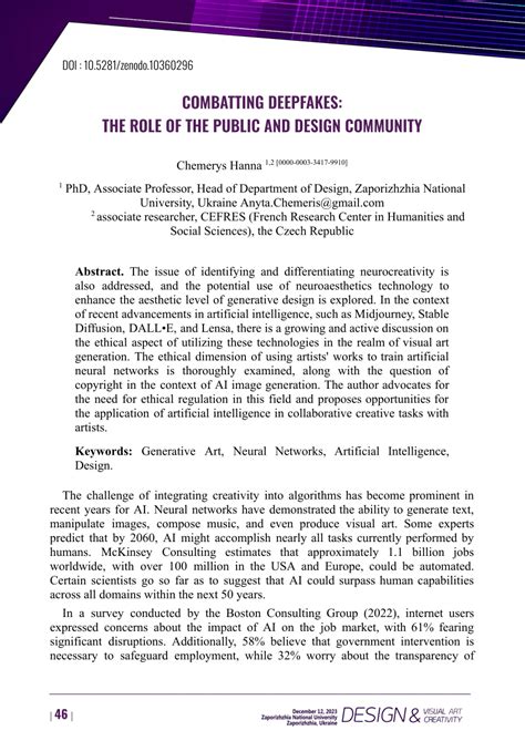 Pdf Combatting Deepfakes The Role Of The Public And Design Community