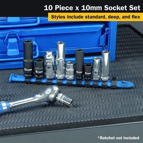 Titan Tools 68660 10mm Socket Set 14 And 38 Inch Drive 10pc New Ebay