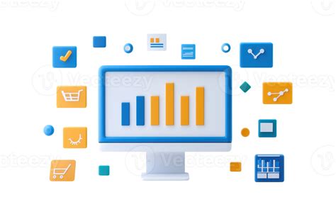 A Computer Monitor Displaying Colorful Bar Graphs And Various Icons