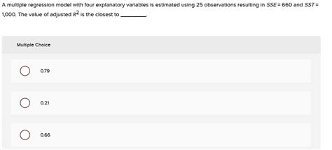 solved a multiple regression model with four explanatory variables is
