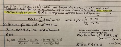 Solved Determine The Lagrange Polynomial To The Degree Of Chegg