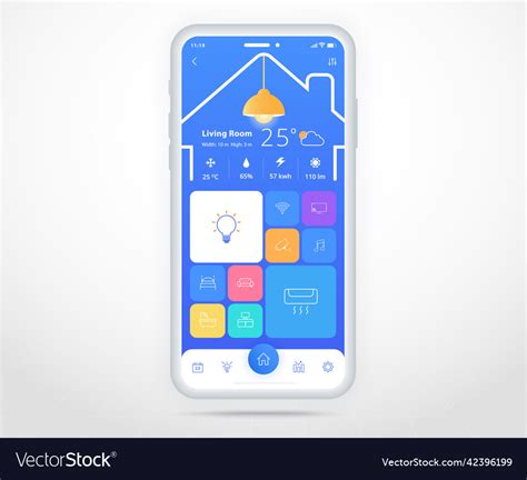 Smartphone Smart Home Controlled App Ux Ui Iot Vector Image