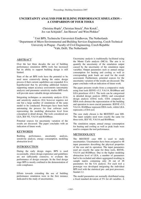 Pdf Uncertainty Analysis For Building Performance Simulation A Pdf Uncertainty Analysis For Building Performance Simulation A