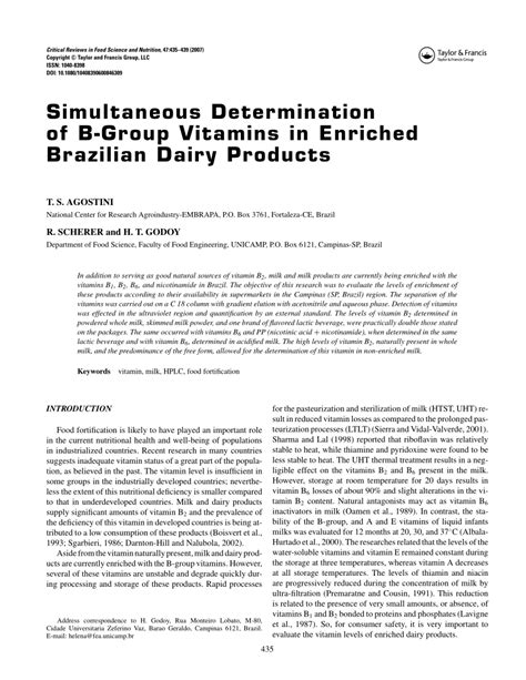 Pdf Simultaneous Determination Of B Group Vitamins In Enriched