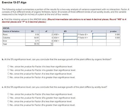 Solved Exercise 13 37 Algo The Following Output Summarizes A