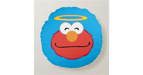 Elmo Smiling Face With Halo Round Pillow Zazzle