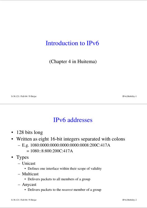 [pdf] introduction to ipv6 chapter 4 in huitema s 38 121 fall 04