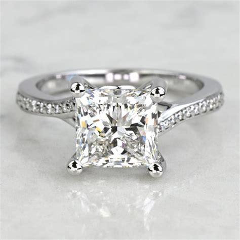 Custom Princess Split Shank Diamond Engagement Ring 1 Carat