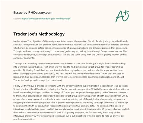 Trader Joe S Methodology PHDessay Com