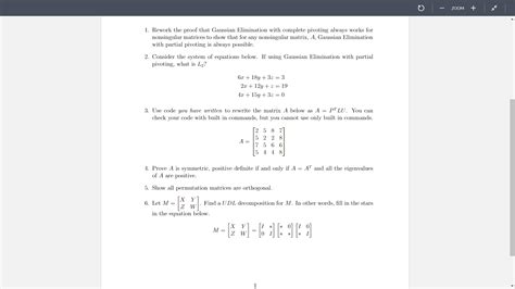 solved 1 rework the proof that gaussian elimination with complete