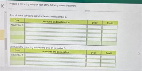 Solved Prepare A Correcting Entry For Each Of The Following