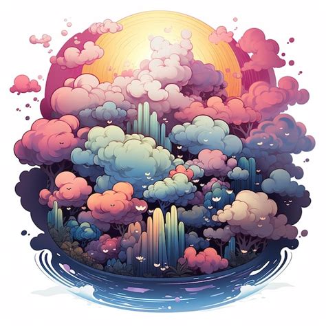 Premium Photo Joyful Rainbow Cloud With Smiling Balloons Sticker