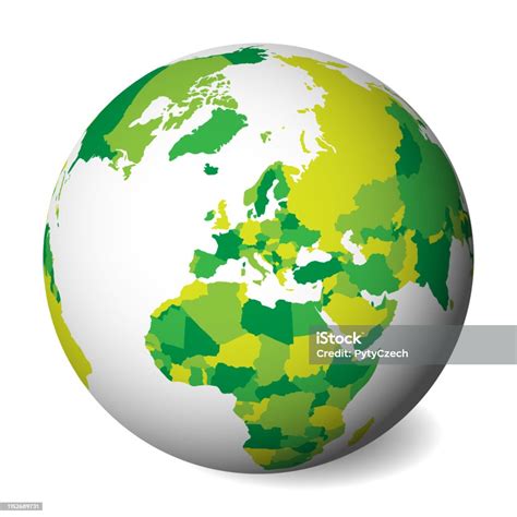 유럽의 빈 정치 지도 녹색 지도와 3d 지구 글로브입니다 벡터 일러스트 0명에 대한 스톡 벡터 아트 및 기타 이미지 0명 3차원 형태 경관 Istock