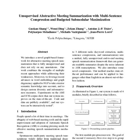 Unsupervised Abstractive Meeting Summarization With Multi Sentence
