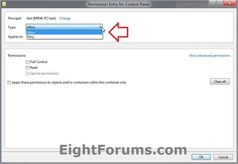 permissions allow or deny access to users and groups in windows 8