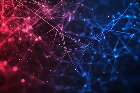 Futuristic Digital Grid With Red And Blue Glowing Network Connections And Abstract Technology