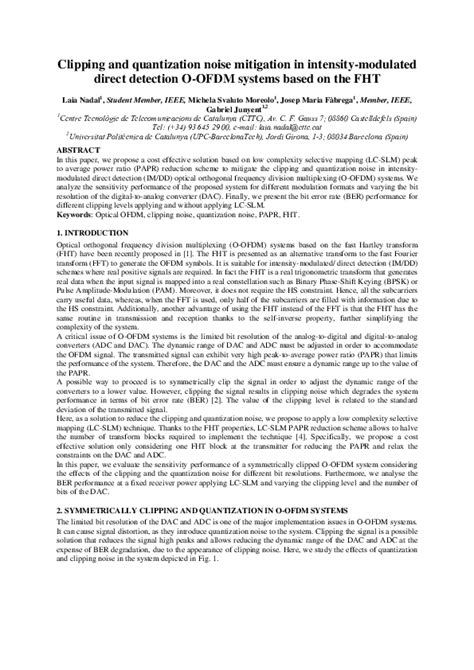 Pdf Clipping And Quantization Noise Mitigation In Intensity Modulated Direct Detection O Ofdm