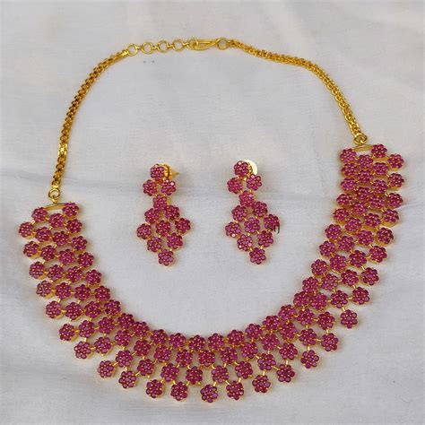 Imitation Ruby Star Necklace South India Jewels
