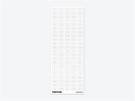 E Star And Bit Socket Clip Label Sheet Tekton