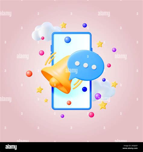 3d Notification Popup With Bell In Smartphone Stock Vector Image And Art Alamy