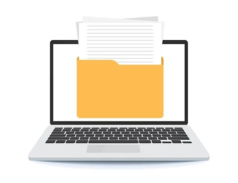 Premium Vector Folder On Laptop Screen Vector Illustration