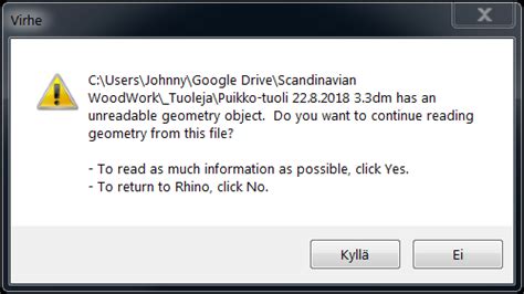 Unreadable Geometry Object And History Record Table Can The File Be Saved Rhino For