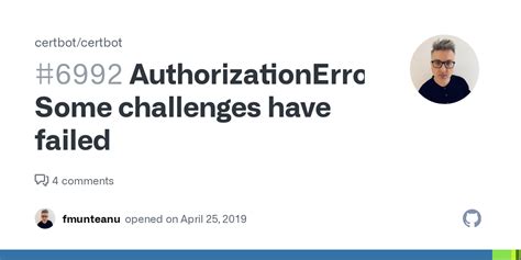 Authorizationerror Some Challenges Have Failed · Issue 6992 · Certbotcertbot · Github
