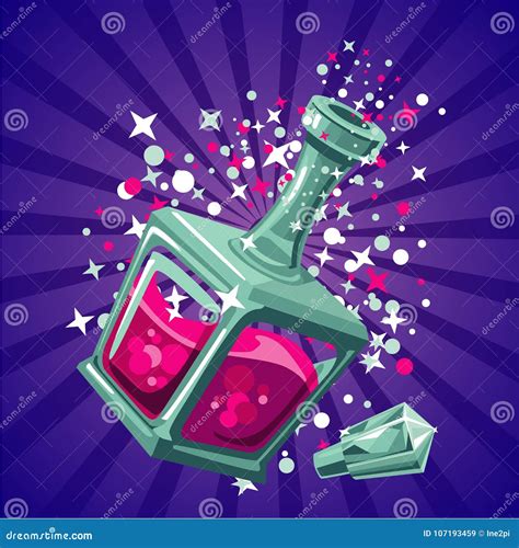Magical Elixir Game Design Concept Magic Bottle Cartoon Illustartion Stock Vector