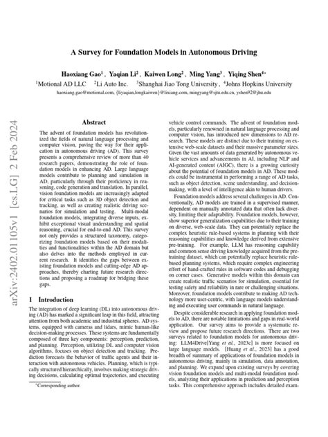 A Survey For Foundation Models In Autonomous Driving 2402 01105 Pdf Computer Vision Image