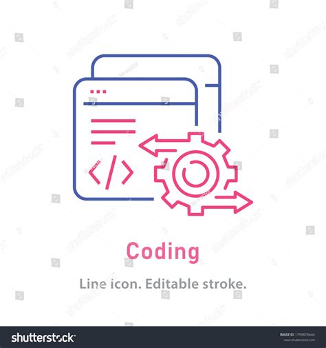 Coding Outline Icon On White Background Stock Vector Royalty Free 1799876644 Shutterstock