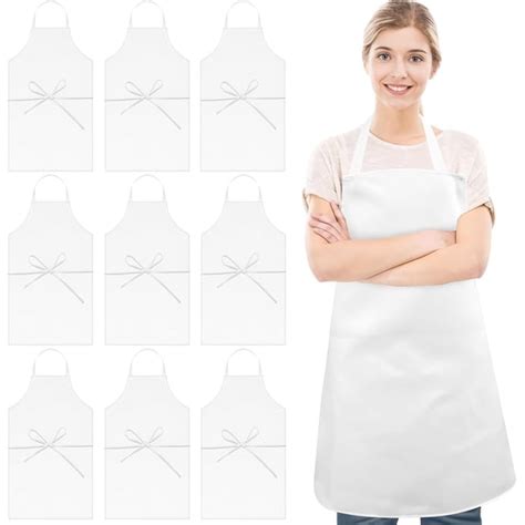 12 Pack White Aprons Bulkunisex Bib Apronchef Apron Without Pockets
