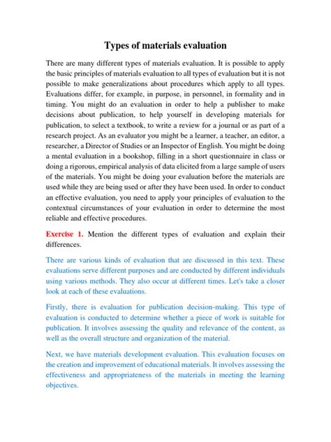 05 08 2023 Types Of Materials Evaluation Pdf Evaluation
