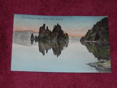 Original Circa 1910 Unposted Postcard The Phantom Ship Crater Lake