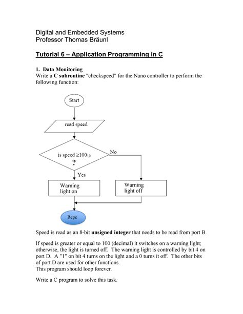 T06 C Prog Tutorial Sheet Digital And Embedded Systems Professor