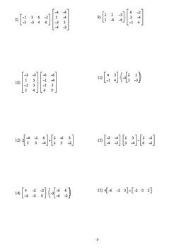 Pre Calculus Matrices Homework Pack By Virshup Education TpT