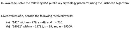 in java code solve the following rsa public key
