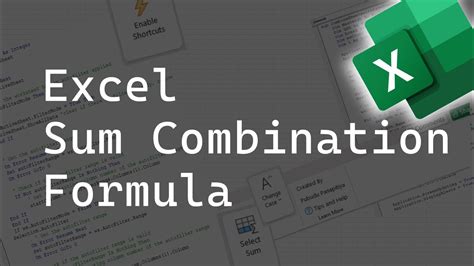 Excel Find Sum Combination Excel Macro Vba Addin Youtube
