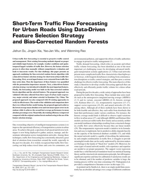 Pdf Short Term Traffic Flow Forecasting For Urban Roads Using Data