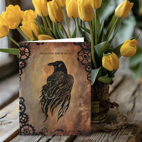 Clockwork Raven Card Zazzle