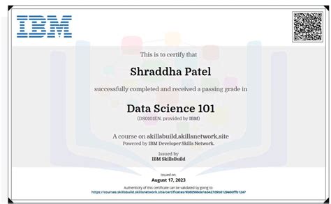 shraddha patel on linkedin ibm datasciense achivement