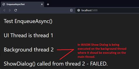 Wasm Threading Dispatcherqueuehasthreadaccess Returns The Wrong