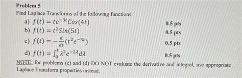 solved problem 5 find laplace transforms of the following