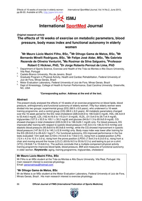 pdf the effects of 16 weeks of exercise on metabolic parameters