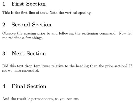 Sectioning Spacing Before And After Section Titles Tex Latex