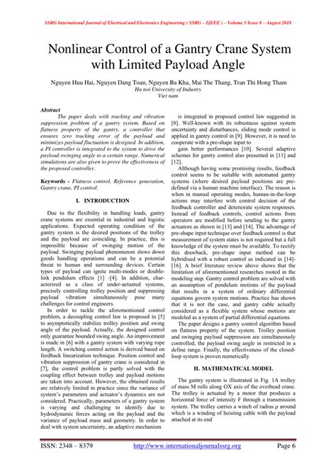 PDF Nonlinear Control Of A Gantry Crane System With Limited Payload Angle