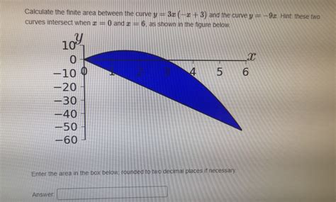 solved calculate the finite area between the curve y 3x
