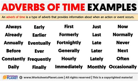 Adverbs Of Time Examples